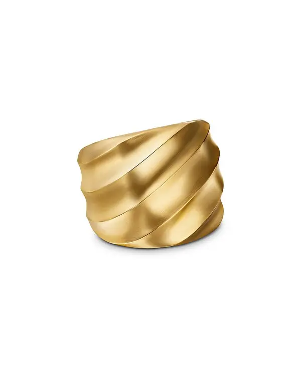 David Yurman 18k Yellow Cable Edge Statement Ring - Gold