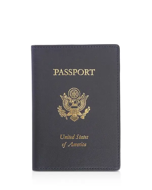 ROYCE NEW YORK Leather Rfid-blocking Gold-accented U. S. Passport Case - Blue