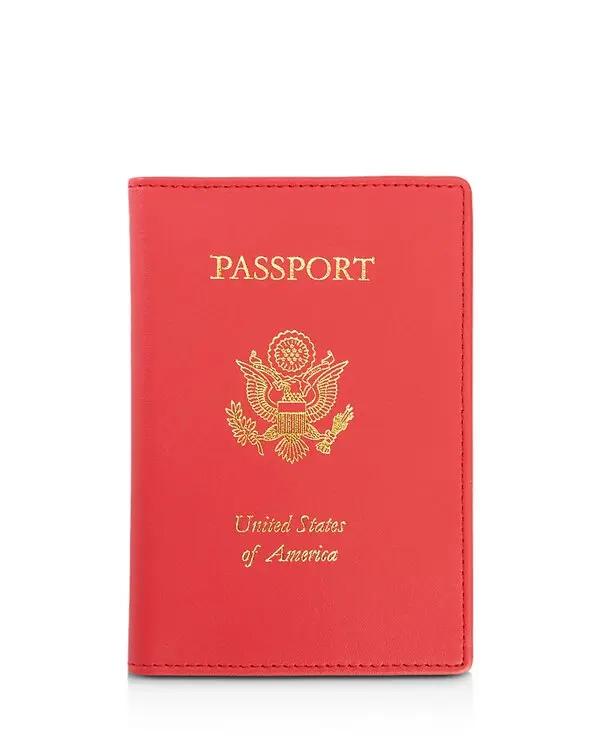 ROYCE NEW YORK Leather Rfid-blocking Gold-accented U. S. Passport Case - Red