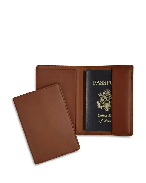 ROYCE NEW YORK Leather Rfid-blocking Protective Passport Case - Tan