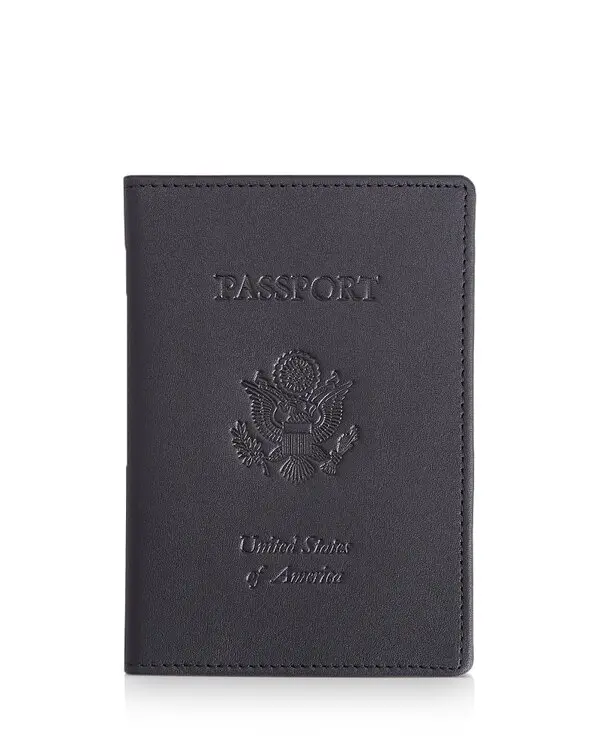 ROYCE NEW YORK Leather Rfid-blocking U. S. Passport Case - Black