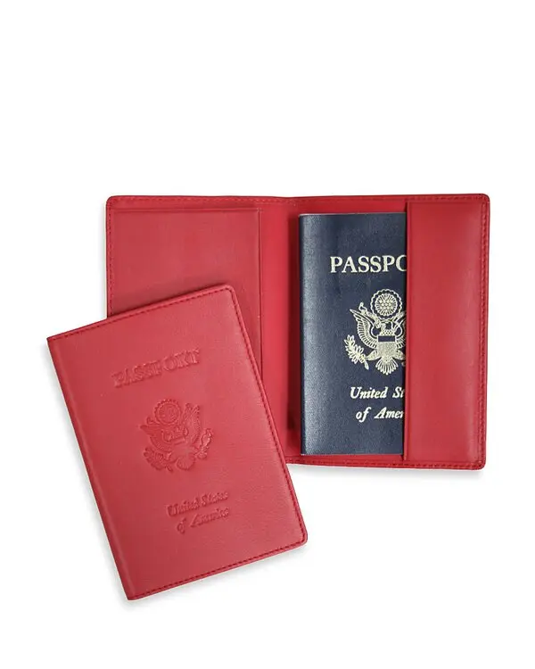 ROYCE NEW YORK Leather Rfid-blocking U. S. Passport Case - Red