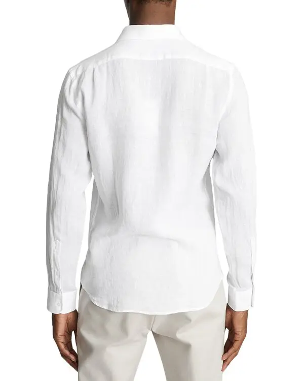 REISS Ruban Long Sleeve Linen Shirt - White