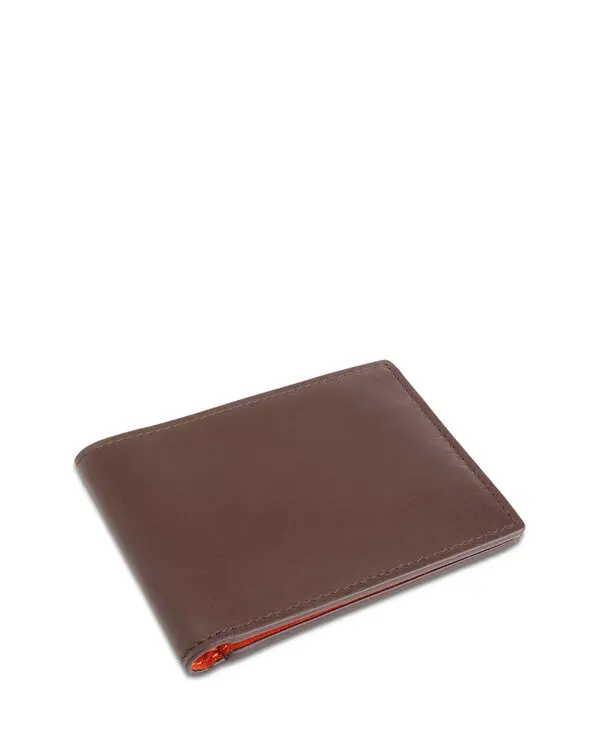 ROYCE NEW YORK Leather Rfid-blocking 100 Step Wallet - Brown/orange