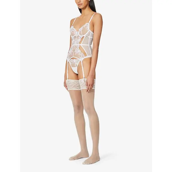 Bluebella Marseille Underwired Stretch-mesh Basque - White