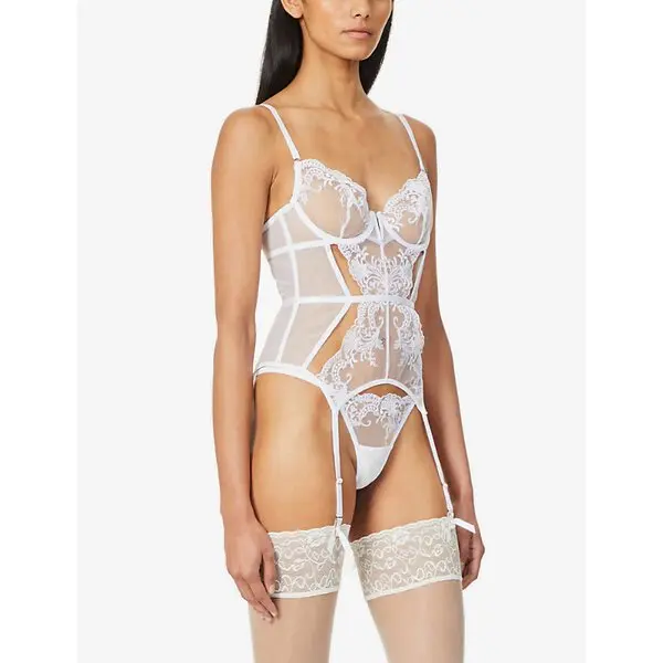 Bluebella Marseille Underwired Stretch-mesh Basque - White