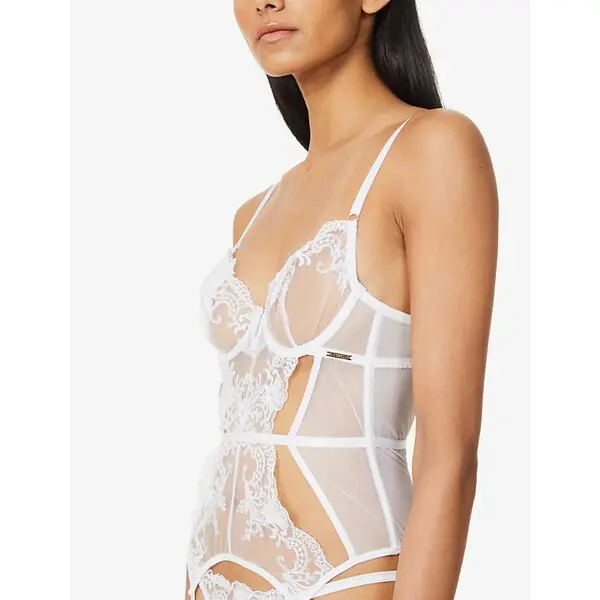 Bluebella Marseille Underwired Stretch-mesh Basque - White