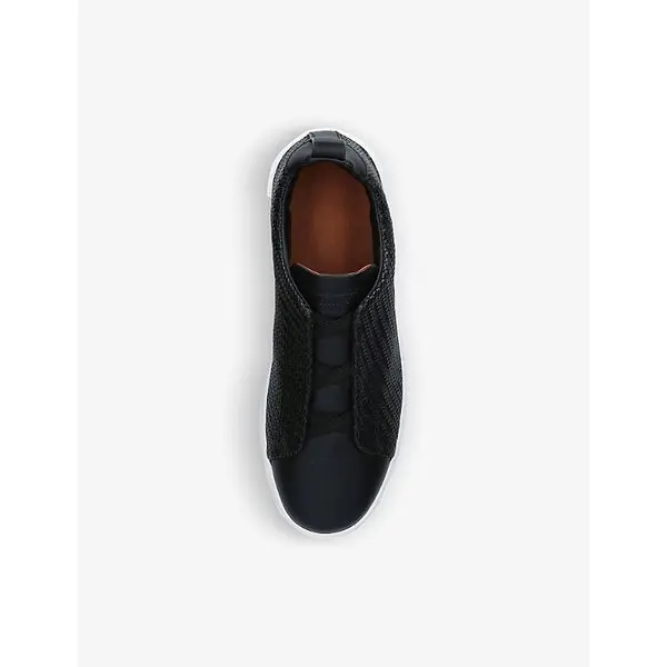 Zegna Pelletessuta Woven Leather Low-top Trainers - Black