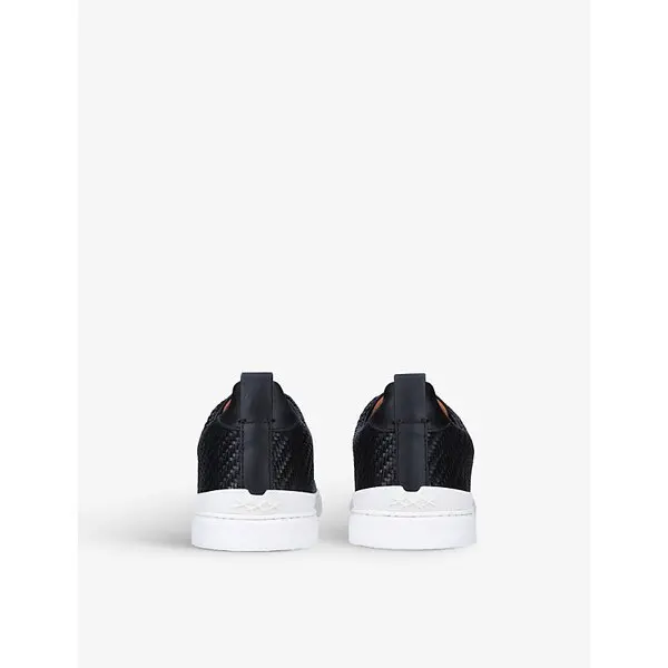 Zegna Pelletessuta Woven Leather Low-top Trainers - Black