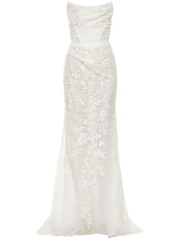 Vivienne Westwood Rhea Floral Beaded Lace Dress - Ivory | Editorialist