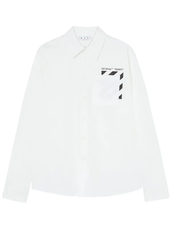 Off-White Diag-stripe Cotton Shirt