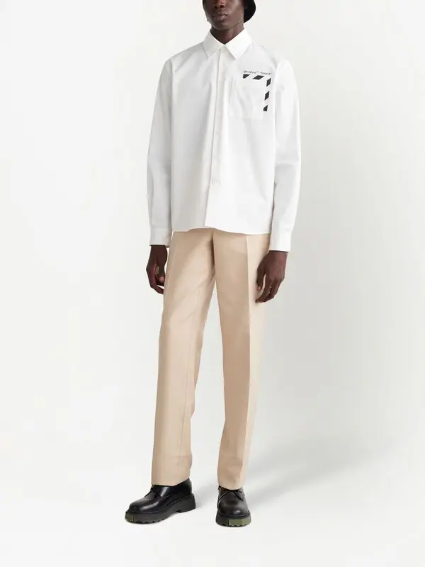 Off-White Diag-stripe Cotton Shirt