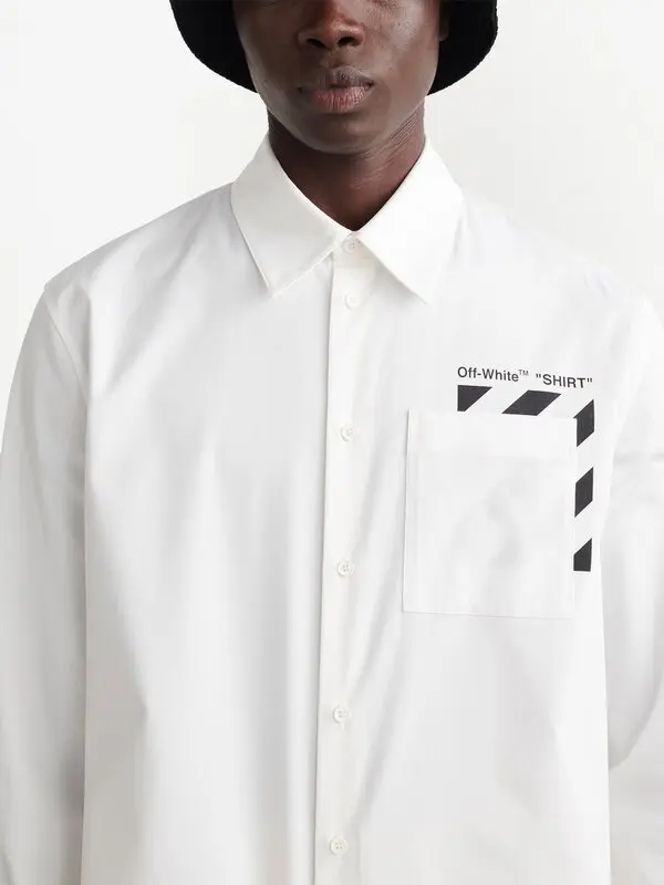 Off-White Diag-stripe Cotton Shirt