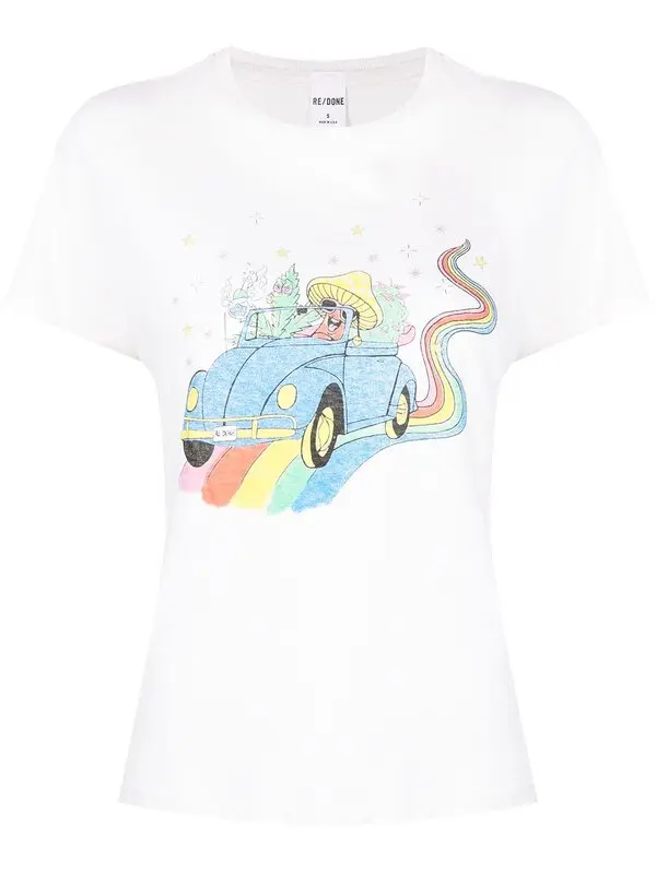 RE/DONE Graphic-print Cotton T-shirt - White