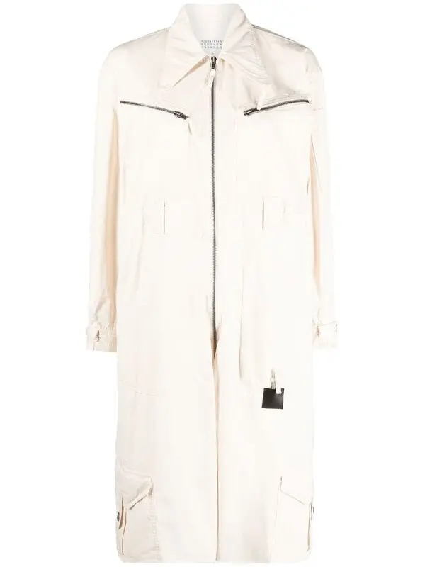MAISON MARGIELA Pocket-detail Knee-length Playsuit - White
