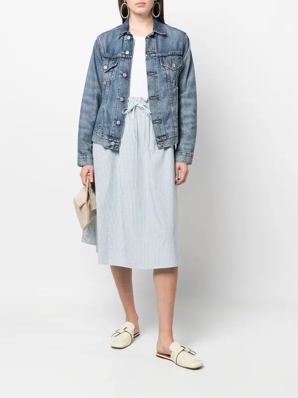 Woolrich Striped Poplin Midi Skirt