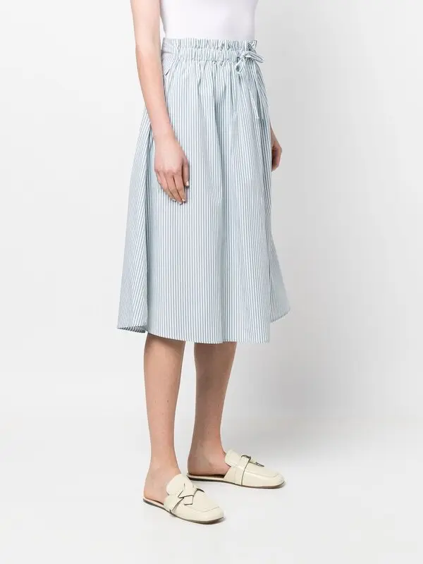 Woolrich Striped Poplin Midi Skirt