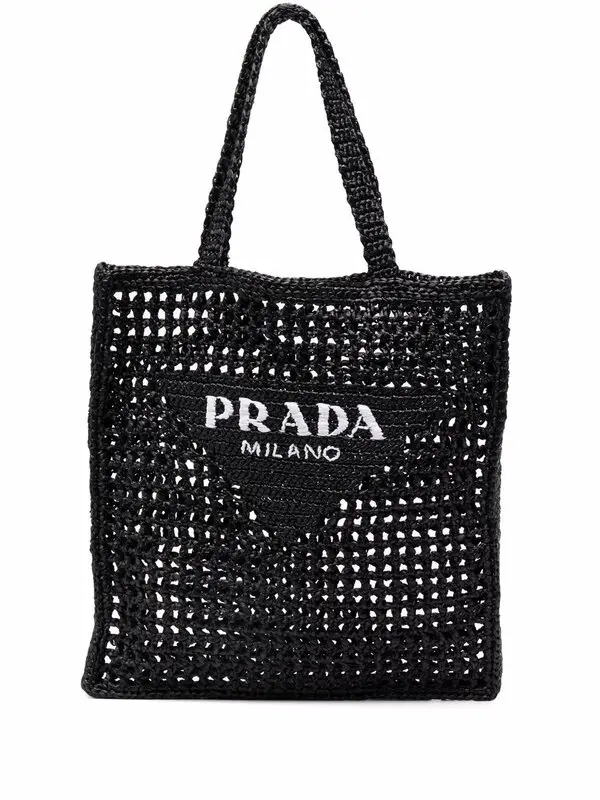 Prada Crochet Tote Bag - Black