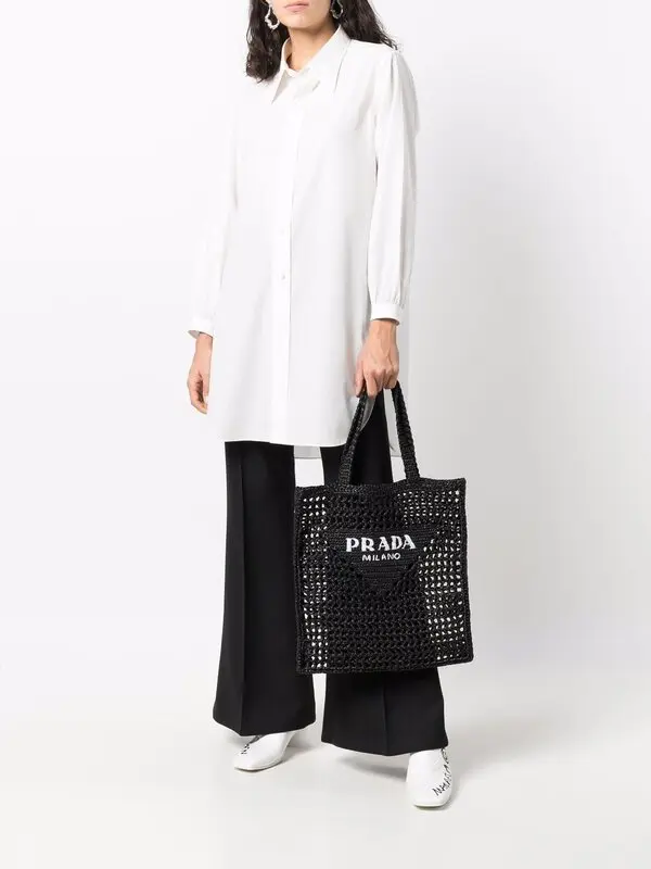 Prada Crochet Tote Bag - Black
