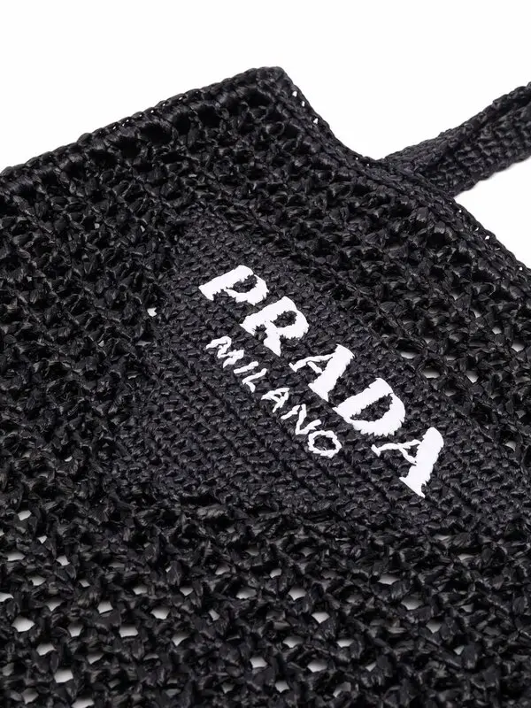 Prada Crochet Tote Bag - Black