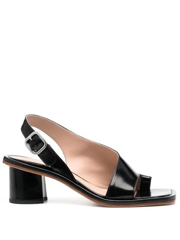 SCAROSSO Jill Patent Leather Sandals - Black