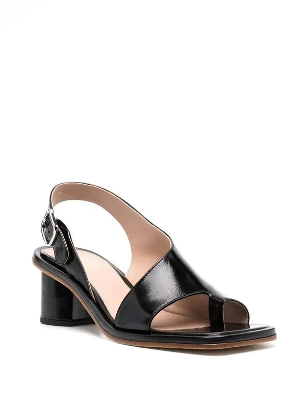 SCAROSSO Jill Patent Leather Sandals - Black