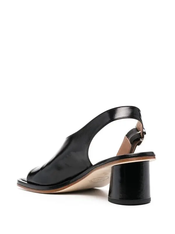 SCAROSSO Jill Patent Leather Sandals - Black