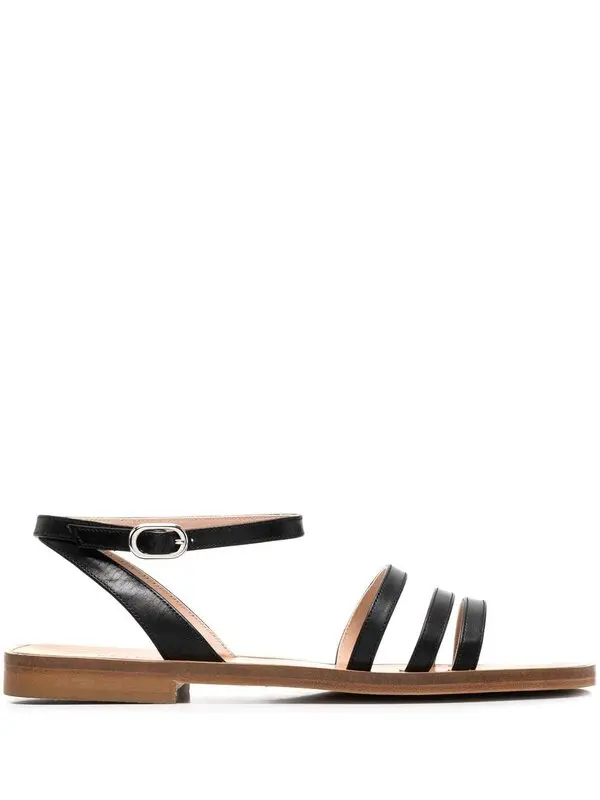 SCAROSSO Sarah Leather Sandals - Black