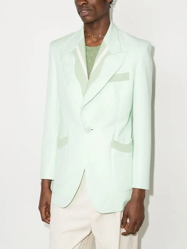 Casablanca Ribbed-trim Single-breasted Blazer