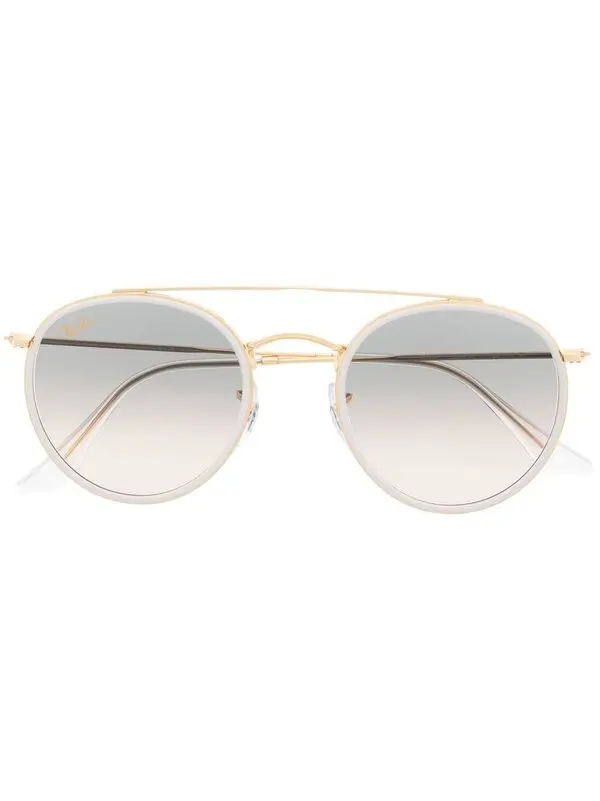 Ray-ban Round Frame Double Bridge Sunglasses - Gold