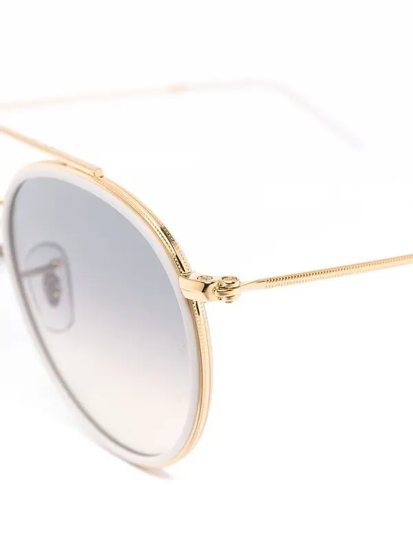 Ray-ban Round Frame Double Bridge Sunglasses - Gold