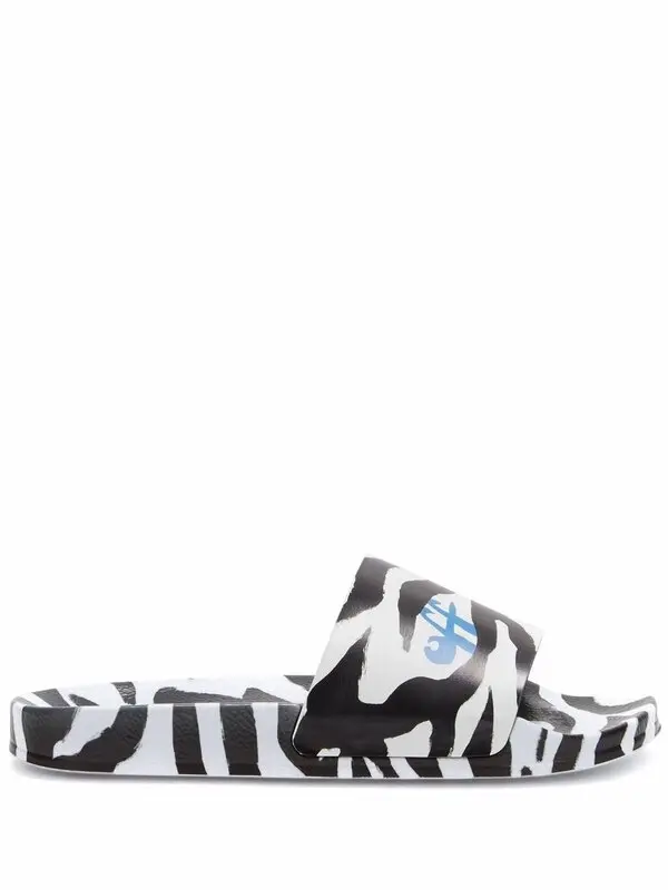 Off-White Off- Zebra Print Pool Slides