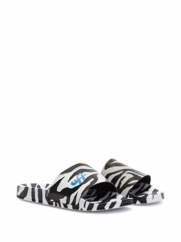Off-White Off- Zebra Print Pool Slides