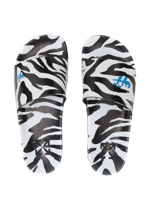 Off-White Off- Zebra Print Pool Slides