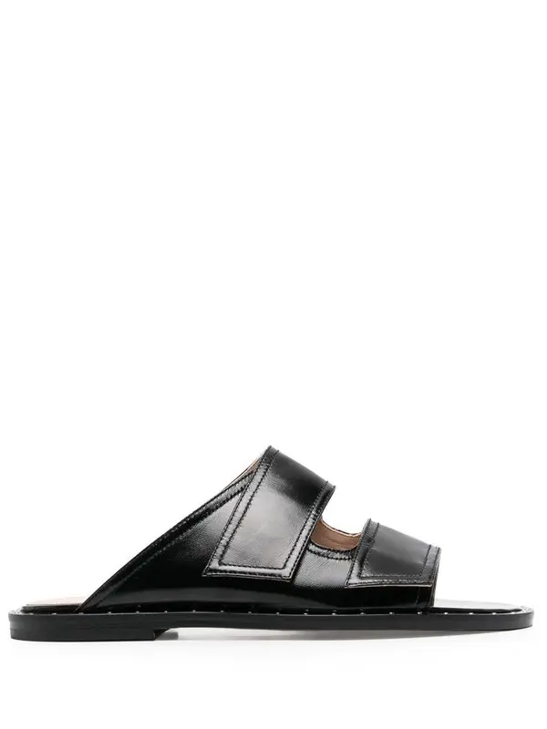 SCAROSSO Leather Cut-out Sandals