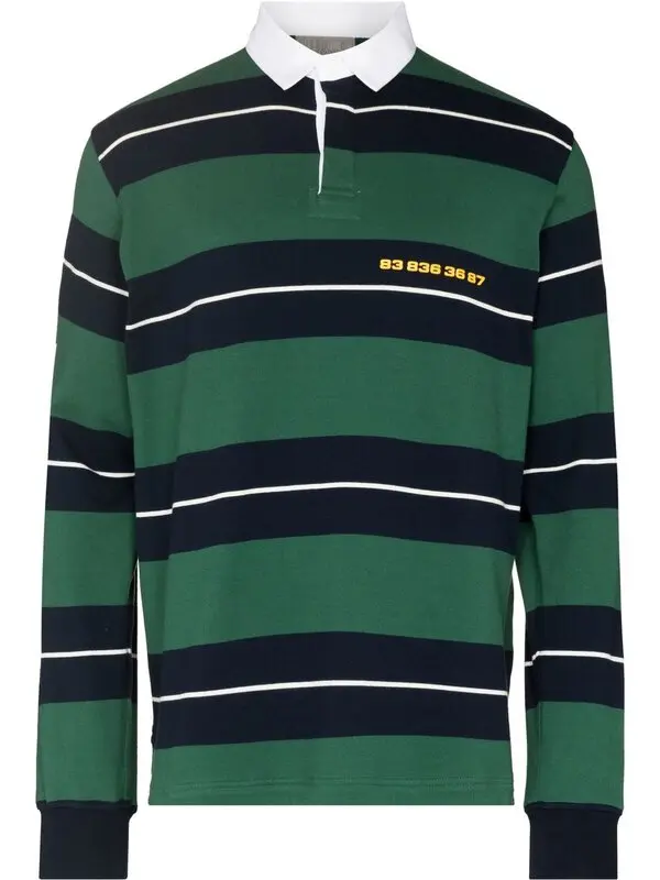 VTMNTS Barcode-print Striped Polo Shirt
