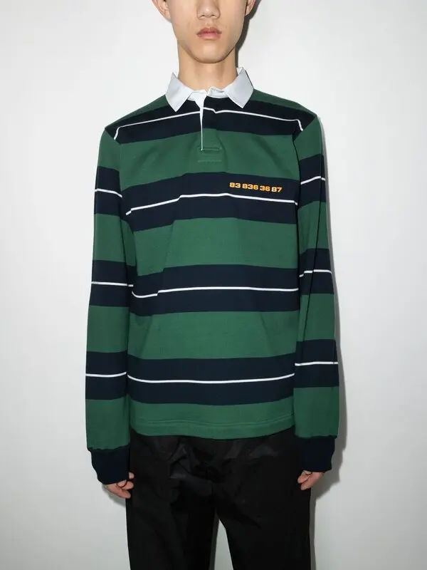 VTMNTS Barcode-print Striped Polo Shirt