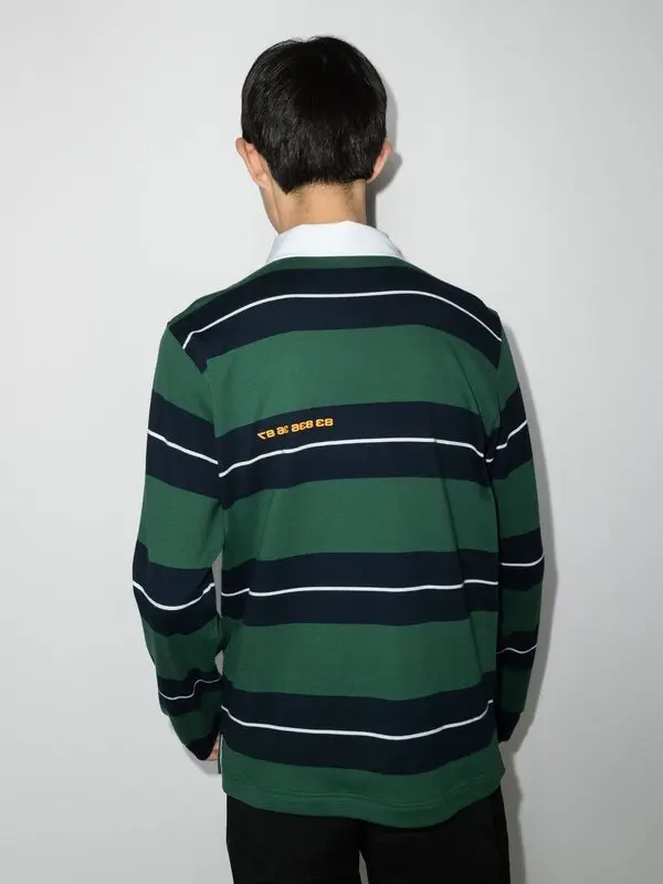 VTMNTS Barcode-print Striped Polo Shirt