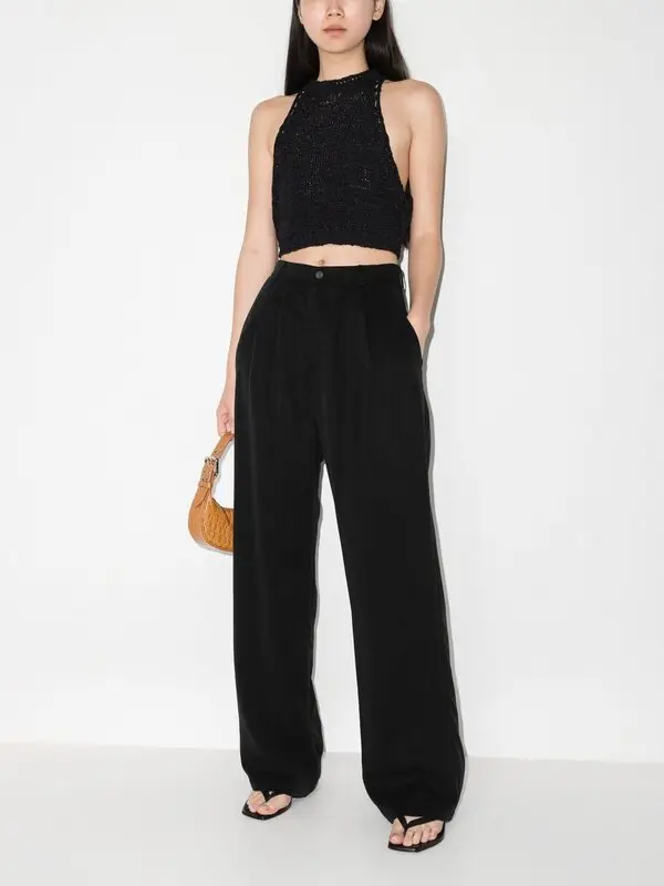 REFORMATION Mason High-waist Wide-leg Trousers - Black