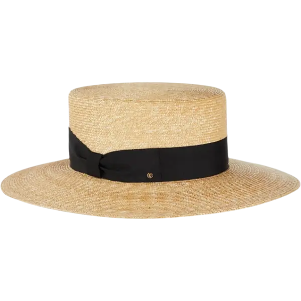 Gucci Straw Boater Hat With Grosgrain Trim - Neutral