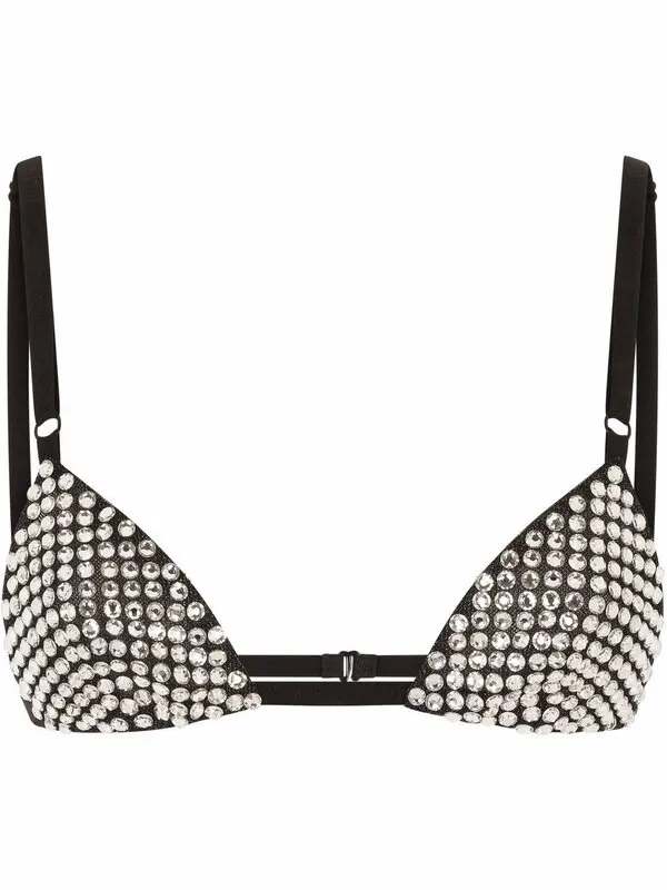 Dolce & Gabbana Rhinestone-embellished Bralette Top - Black
