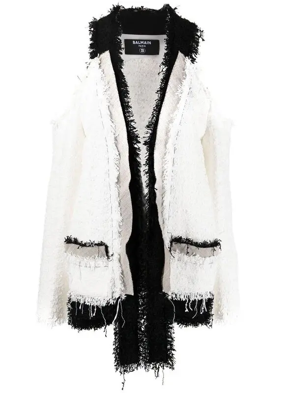 Balmain Boucle Knit Jacket - White