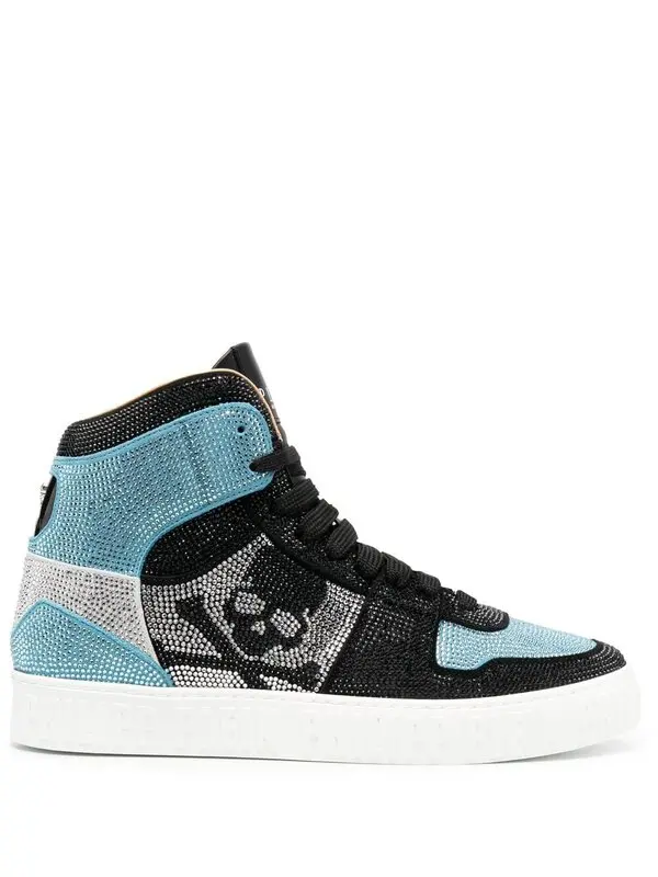 Philipp Plein Crystal-embellished High-top Sneakers - Blue