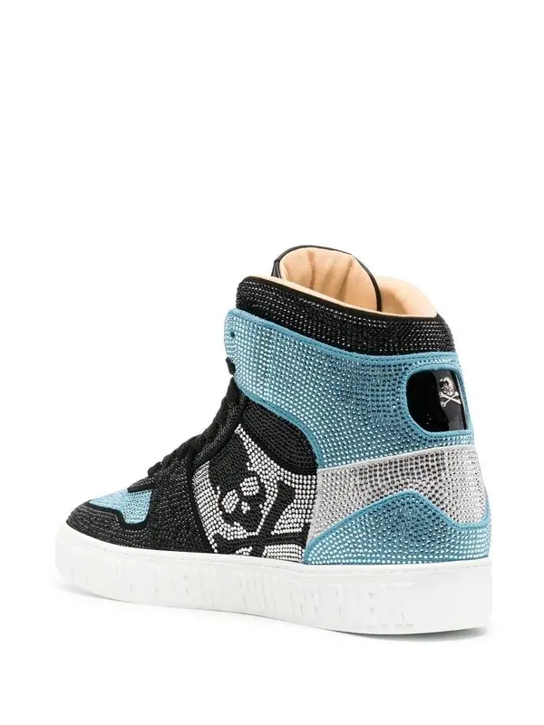 Philipp Plein Crystal-embellished High-top Sneakers - Blue