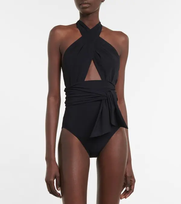 KARLA COLLETTO Cutout Halterneck Swimsuit - Black