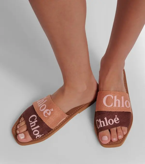 Chloé Woody Canvas Slides - Multicoloured