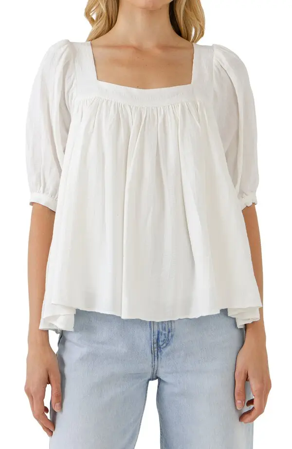 FREE THE ROSES Square Neck Blouse