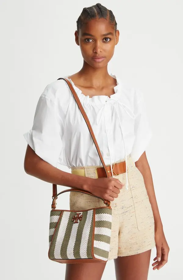 Tory Burch Mcgraw Small Stripe Bucket Bag