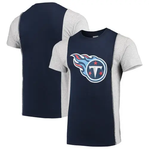 REFRIED APPAREL Gray Tennessee Titans Sustainable Upcycled Split T-shirt - Navy