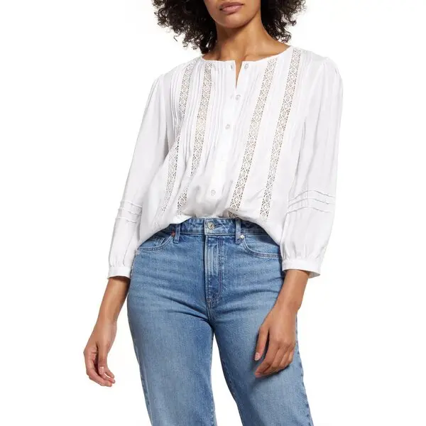 Caslon Lace Inset Pintuck Blouse